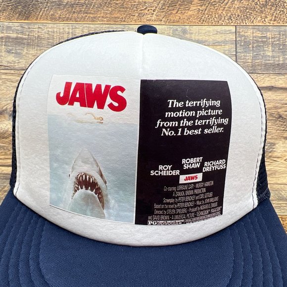 Unbranded | Accessories | Jaws Mens Trucker Hat Black Snapback Shark ...